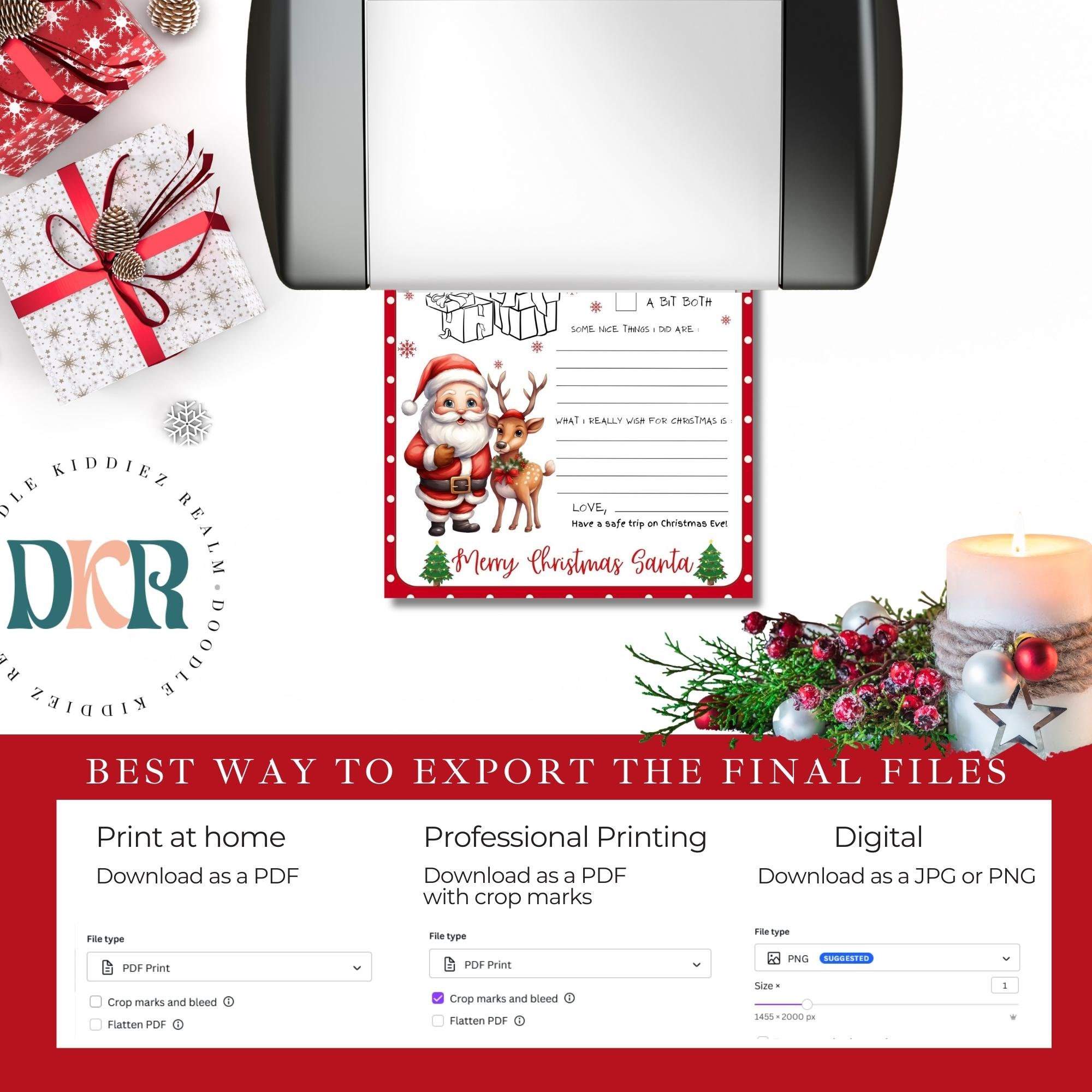 Letter to Santa Printable Kids Christmas Wish List Santa - Etsy