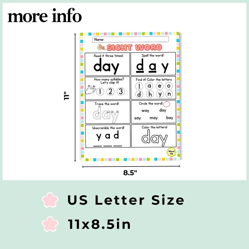 Sight Word Practice Worksheet | Kindergarten Sight Word Worksheets ...