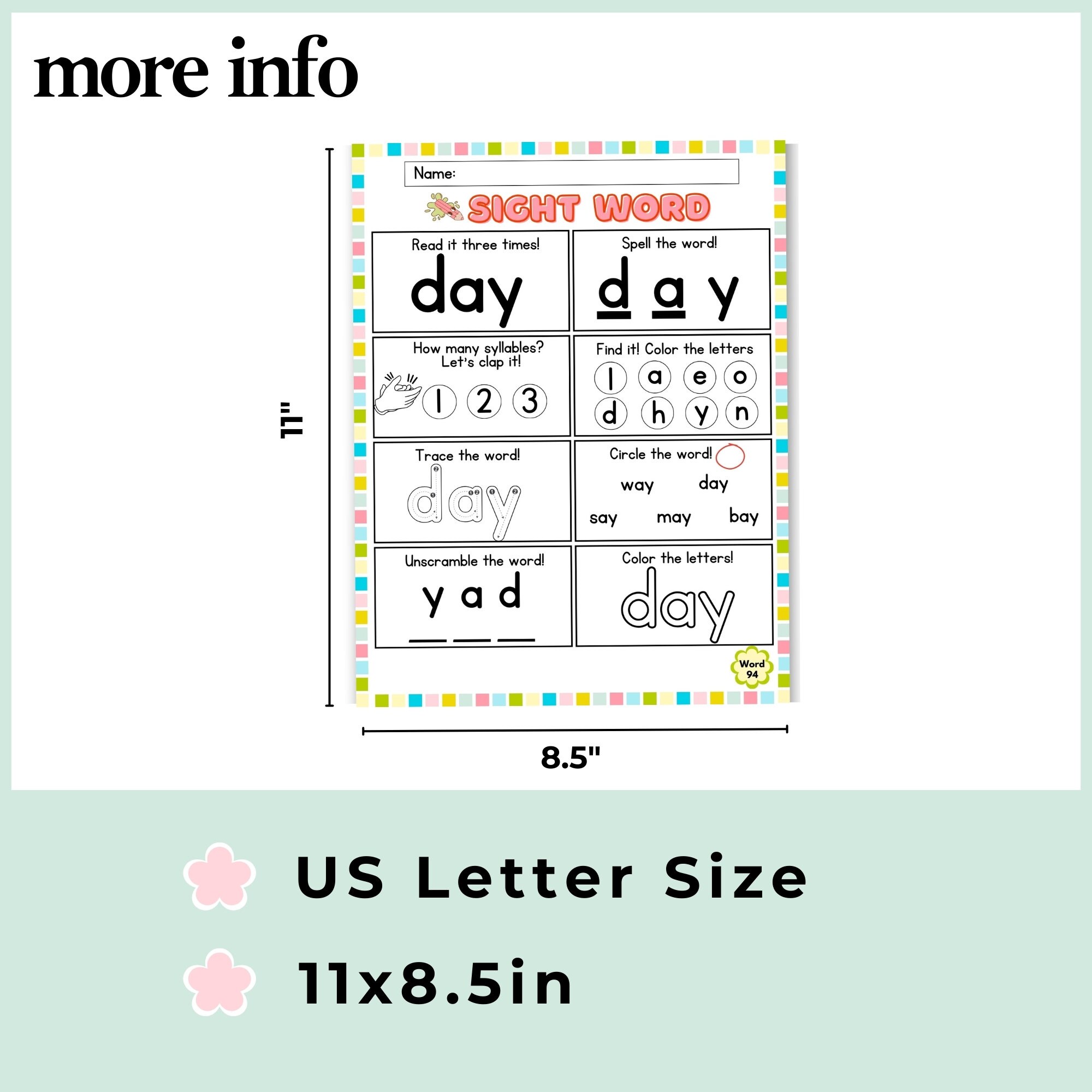 Sight Word Practice Worksheet | Kindergarten Sight Word Worksheets ...