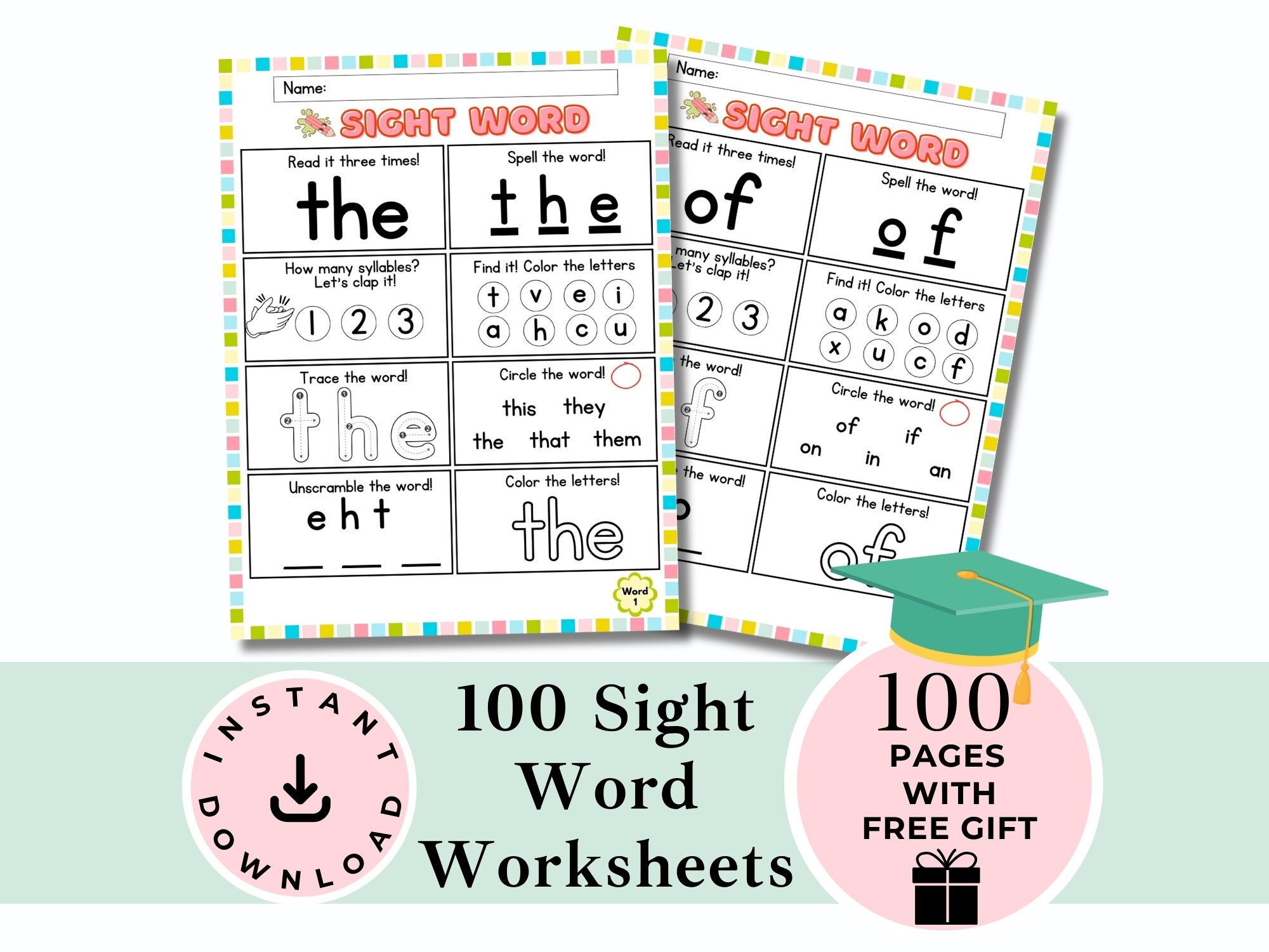 Sight Word Practice Worksheet | Kindergarten Sight Word Worksheets ...