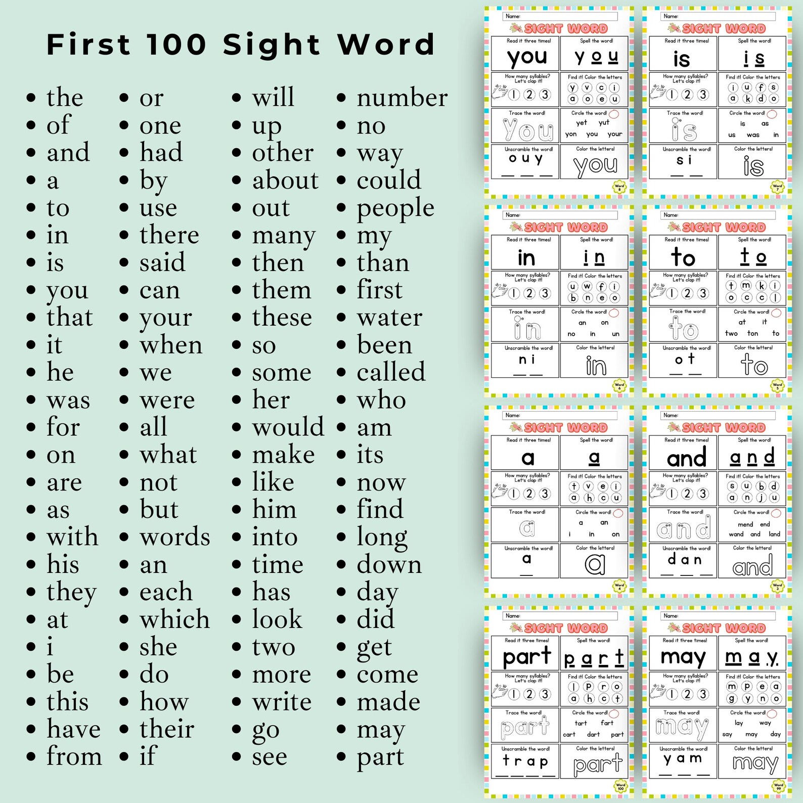Sight Word Practice Worksheet | Kindergarten Sight Word Worksheets ...