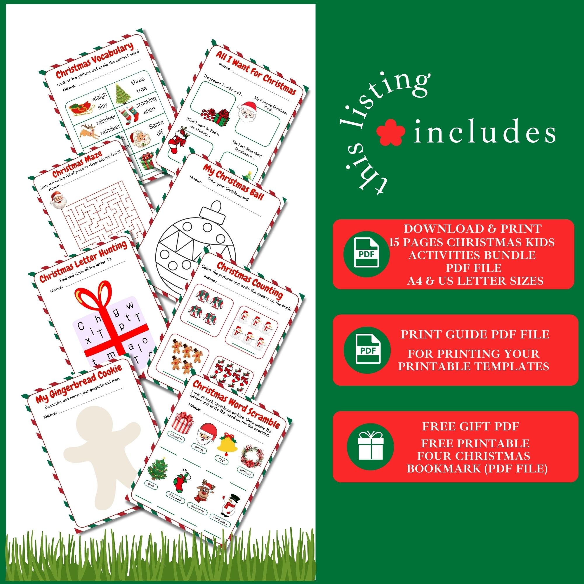 Printable Kids Christmas Activities Packs, Christmas Activity Pack for ...