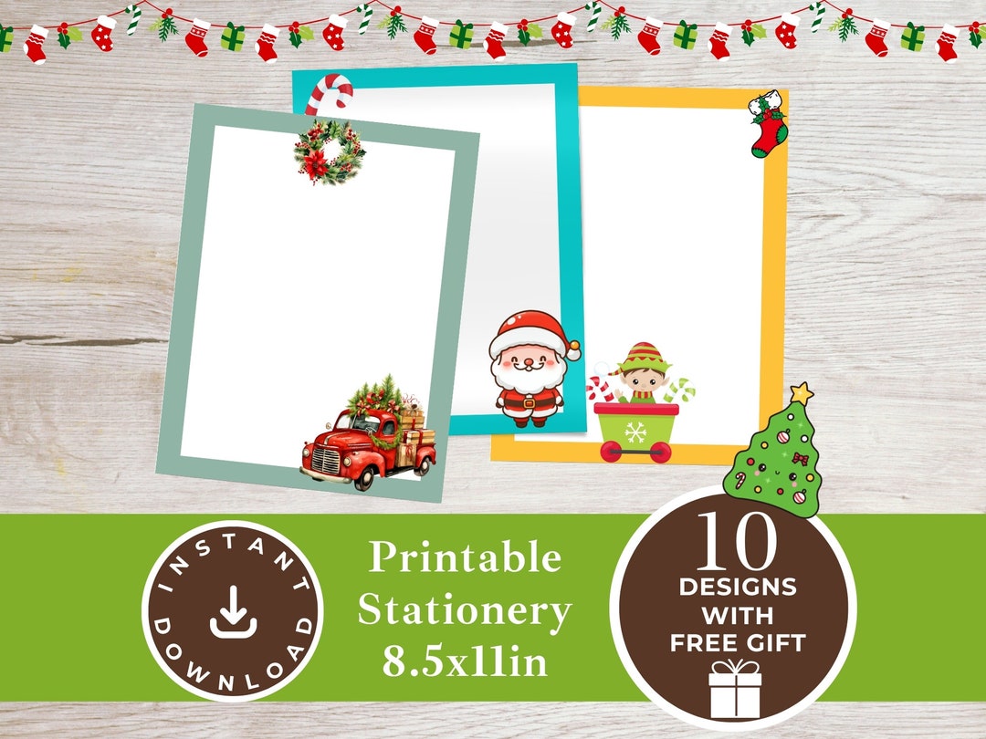 Printable Christmas Stationery 8.5in X 11in, Cute Christmas Letter ...