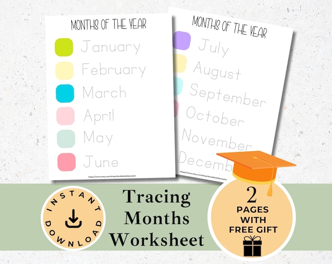 Months of the Year Tracing & Writing Worksheets for Preschool, Pre-k ...