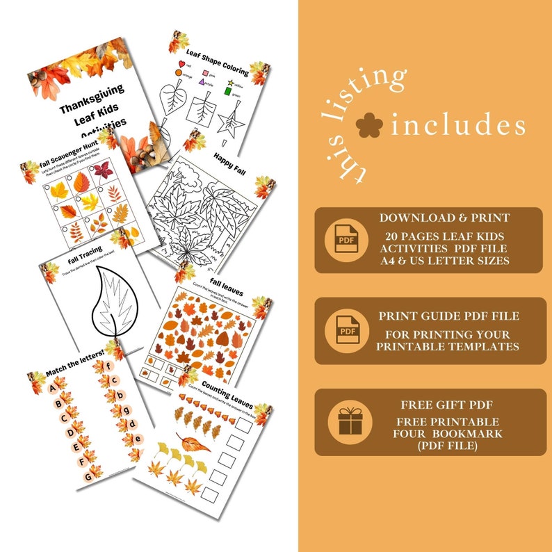 Printable Thanksgiving Leaf Kids Activity | Colouring Pages | Letter ...