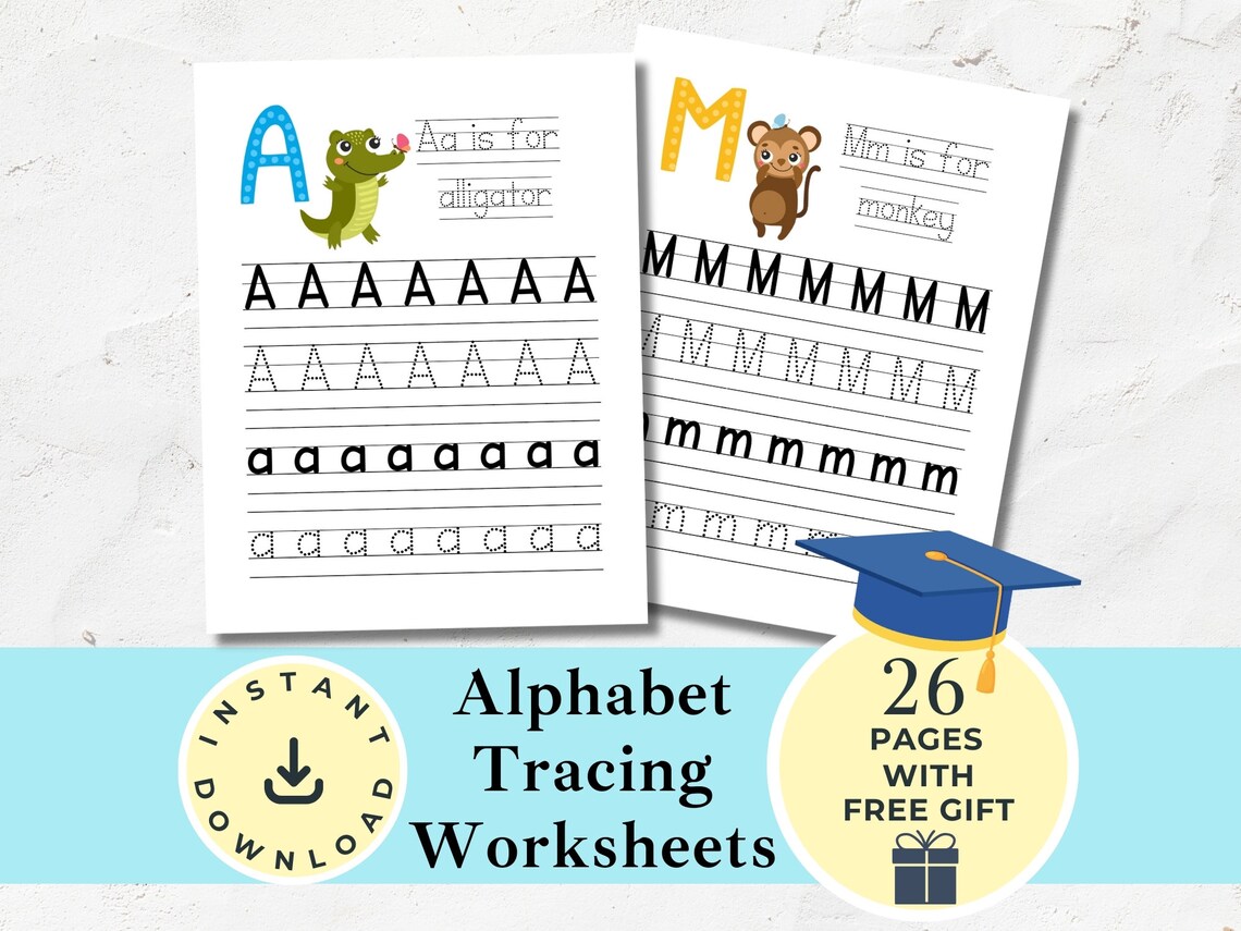 Printable Alphabet Tracing Worksheets A-z, Animal Alphabet Tracing ...