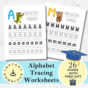 Printable Alphabet Tracing Worksheets A-z, Animal Alphabet Tracing ...