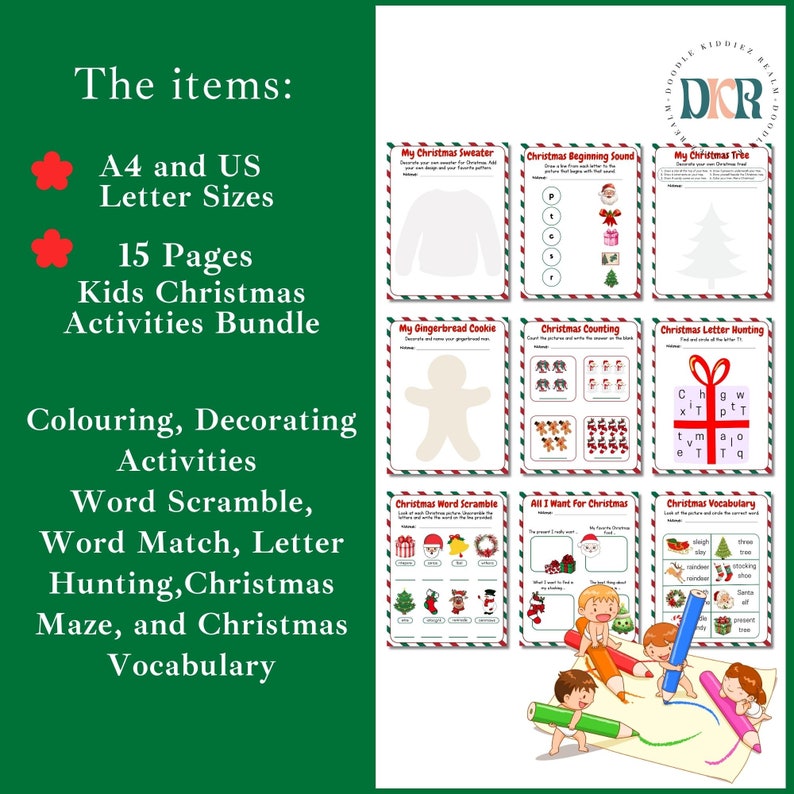 Printable Kids Christmas Activities Packs, Christmas Activity Pack for ...