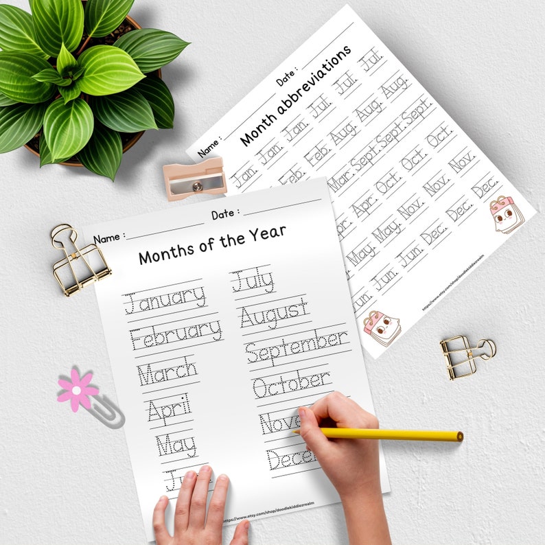 Tracing Worksheets Months of the Year, Tracing Activity, Montessori ...