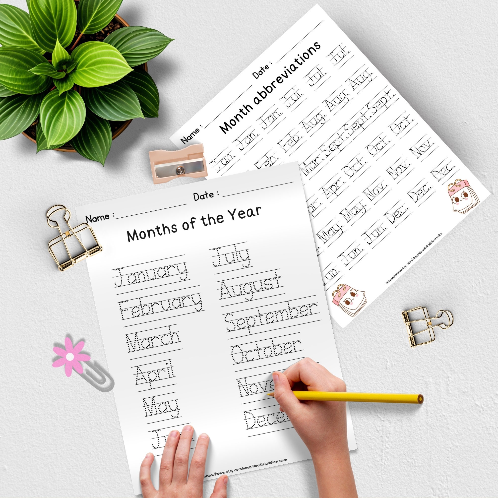 Tracing Worksheets Months of the Year, Tracing Activity, Montessori ...