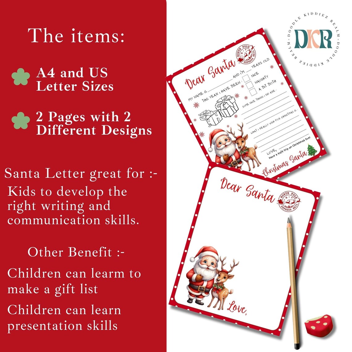 Letter to Santa Printable Kids Christmas Wish List Santa - Etsy
