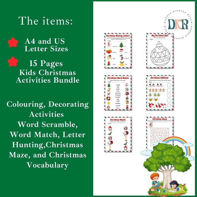 Printable Kids Christmas Activities Packs, Christmas Activity Pack for ...