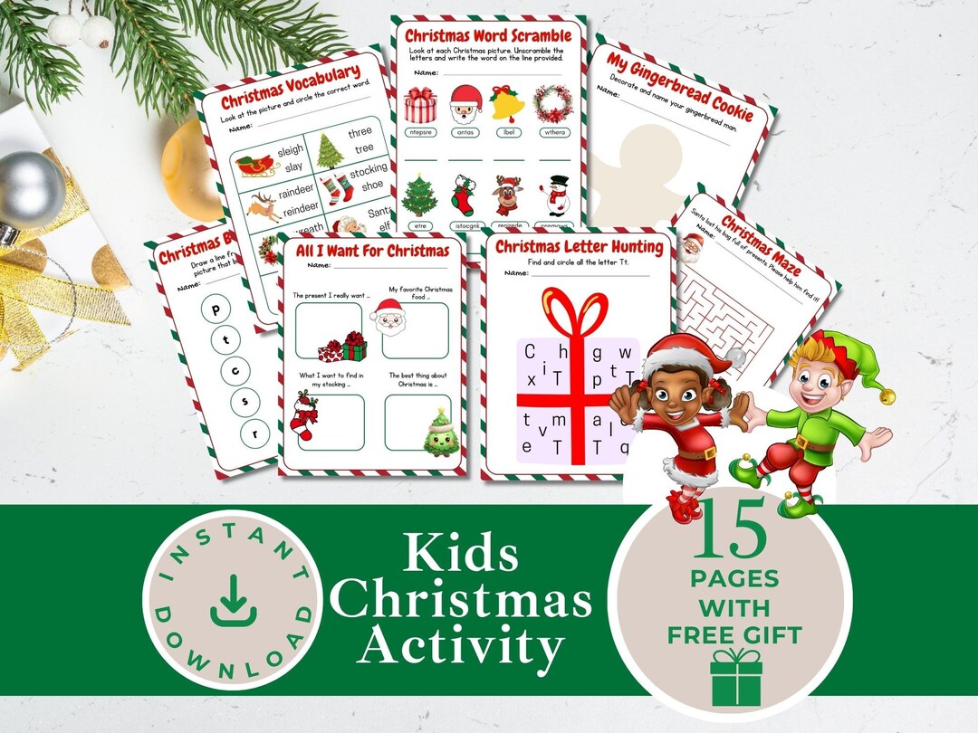 Printable Kids Christmas Activities Packs, Christmas Activity Pack for ...
