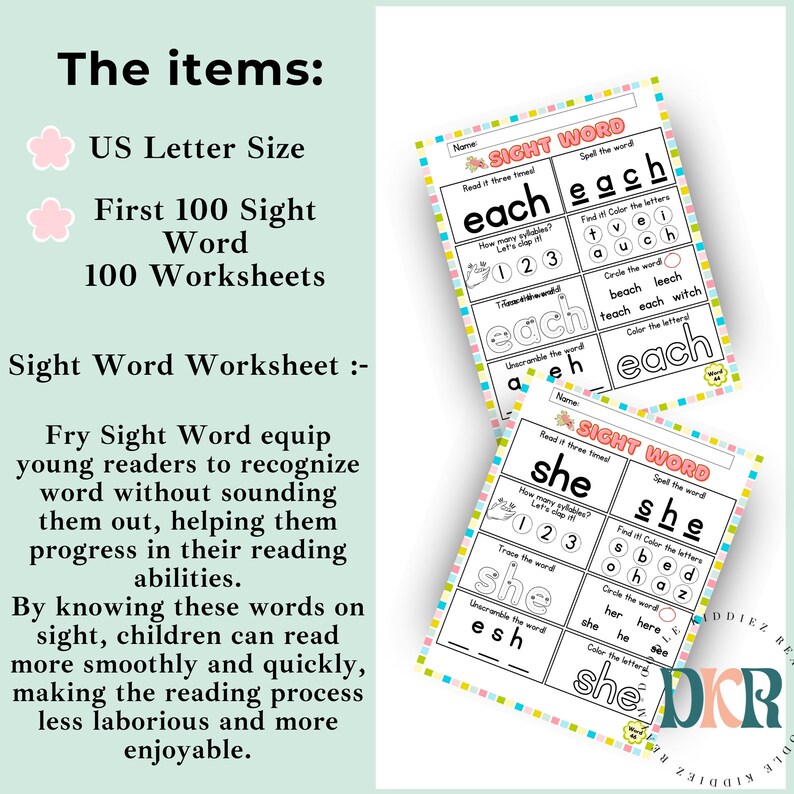 Sight Word Practice Worksheet | Kindergarten Sight Word Worksheets ...