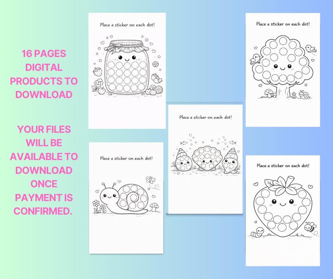 16 Worksheets Preschool Sticker Dot Activity Pages | Fine Motor Skills ...