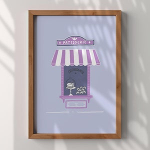 French Pastry Shop Illustration | Parisian Boutique Window Art ...
