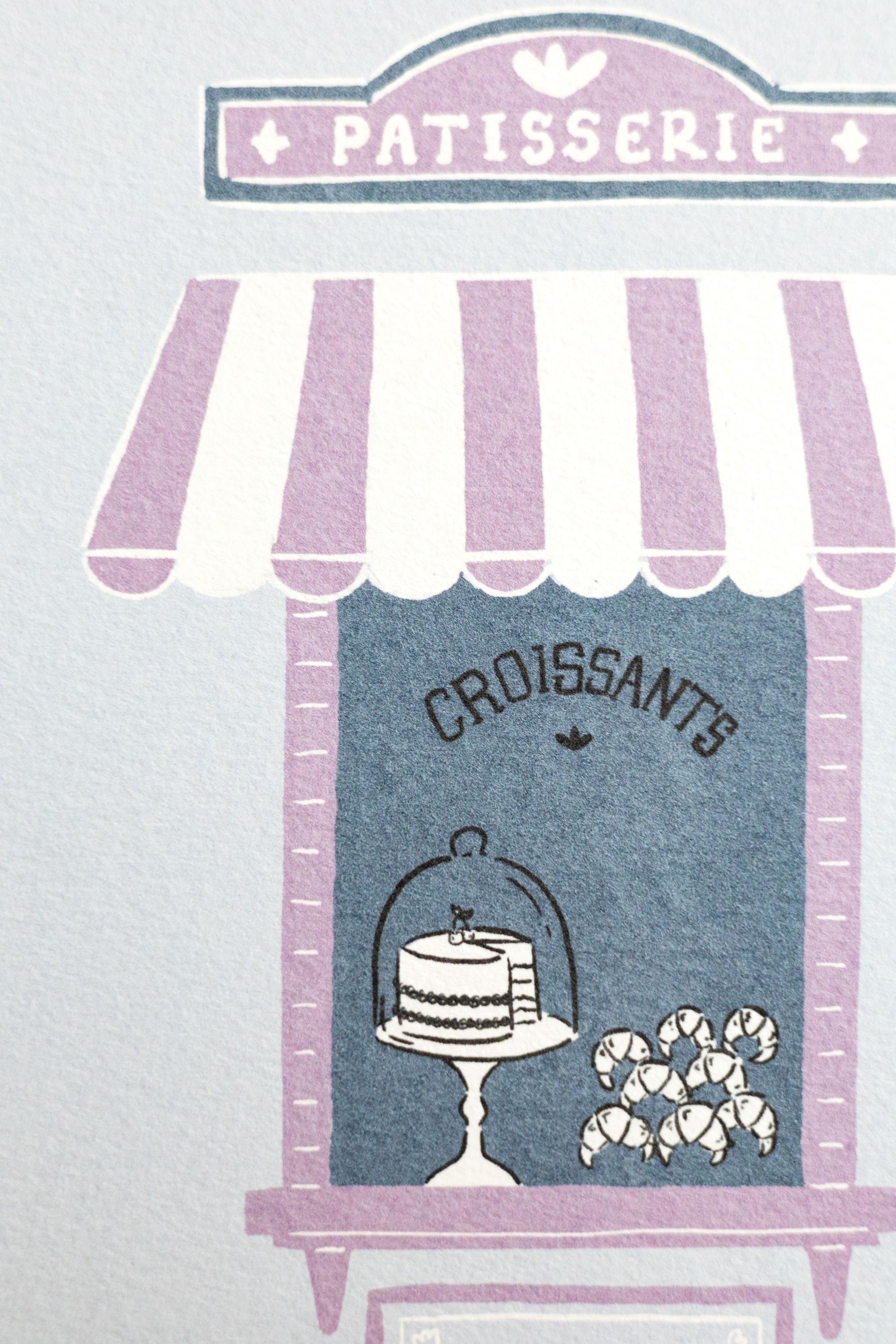French Pastry Shop Illustration | Parisian Boutique Window Art ...