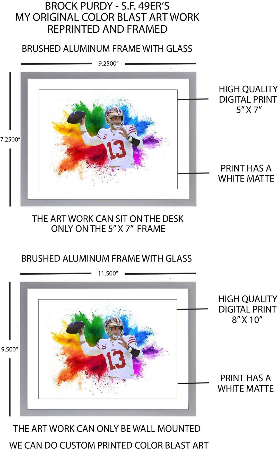 Brock Purdy Color Blast Art - Original Art Reprints PANINI Cards PANINI ...