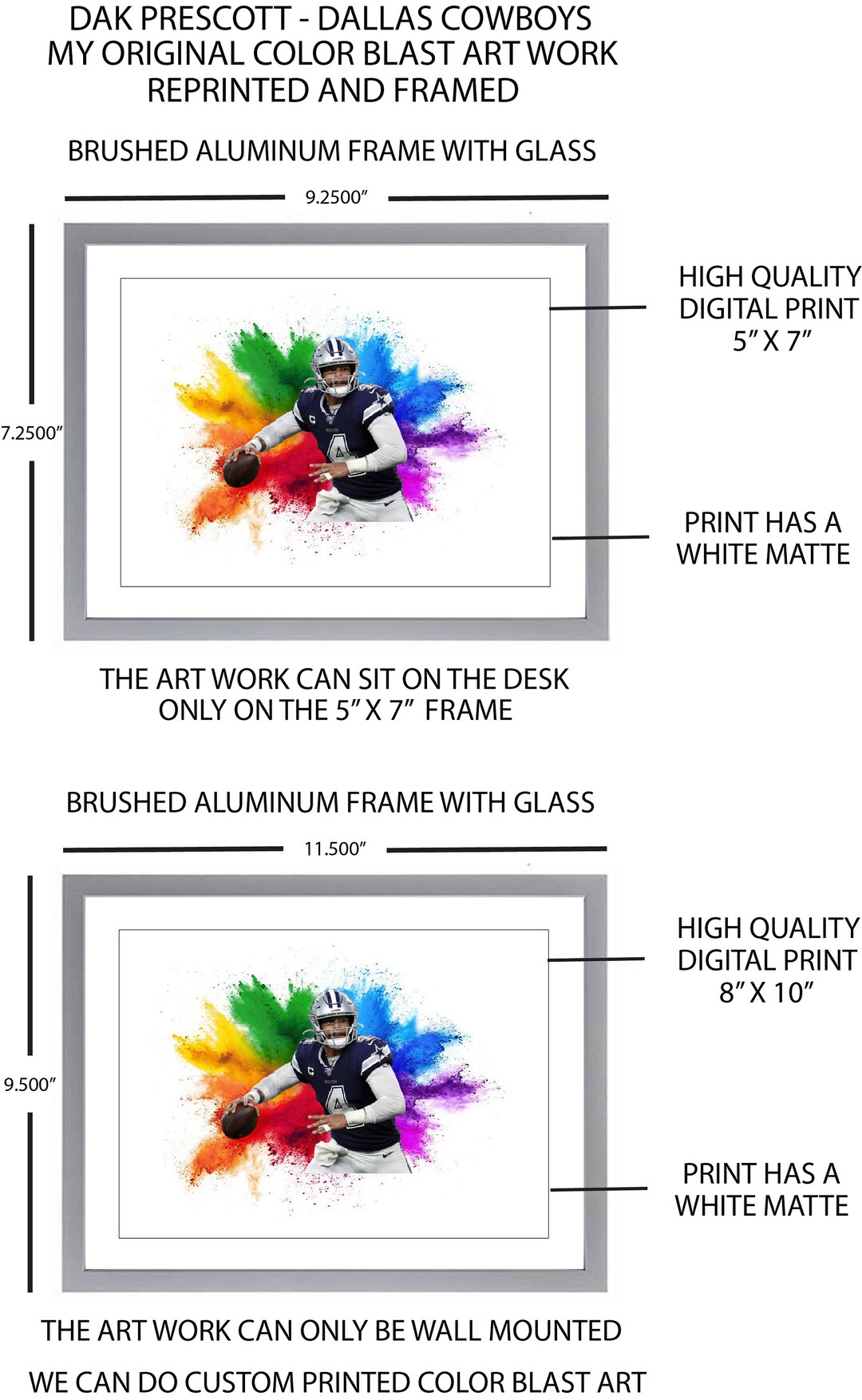 Dak Prescott Color Blast Art - Original Art Reprints PANINI Cards ...