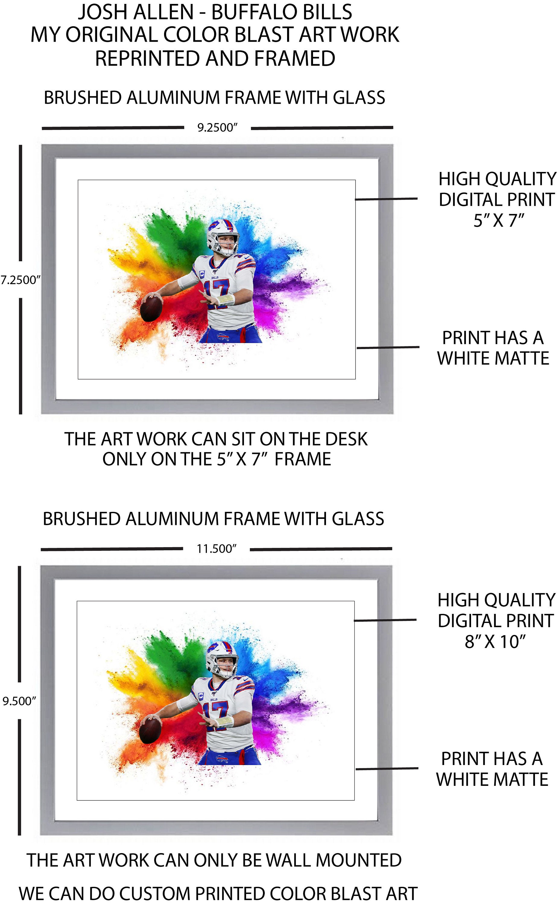 Josh Allen Color Blast Art - Original Art Reprints PANINI Cards PANINI ...