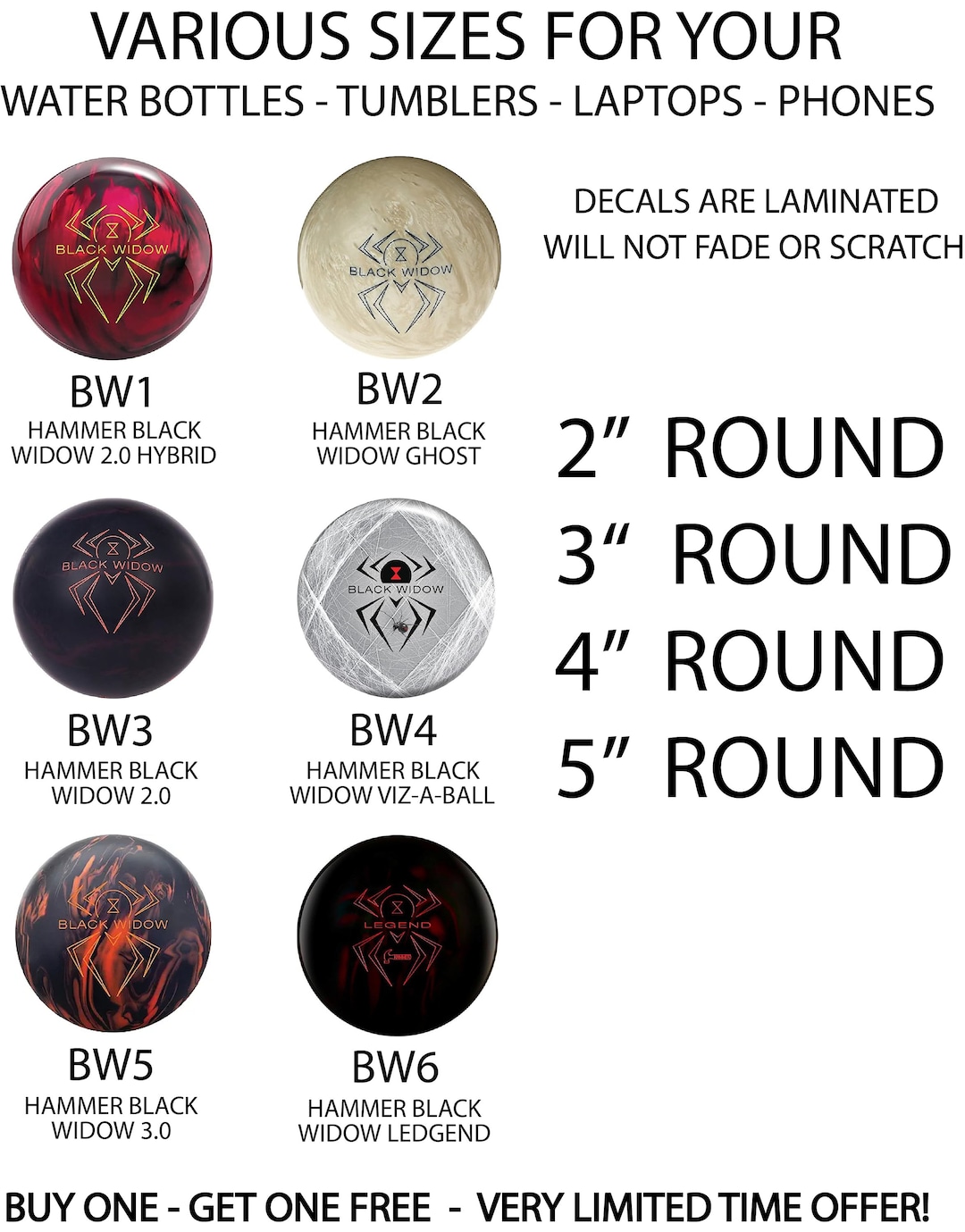 HAMMER Bowling Ball Viny Decal - HAMMER Black Widow Decals - HAMMER ...