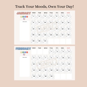 Printable 2024 Calendar and Mood Tracker - Etsy