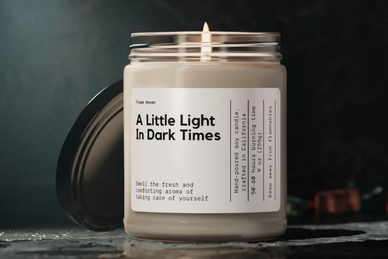 A Little Light in Dark Times Candle, Sympathy Grieving Candle, Missing ...