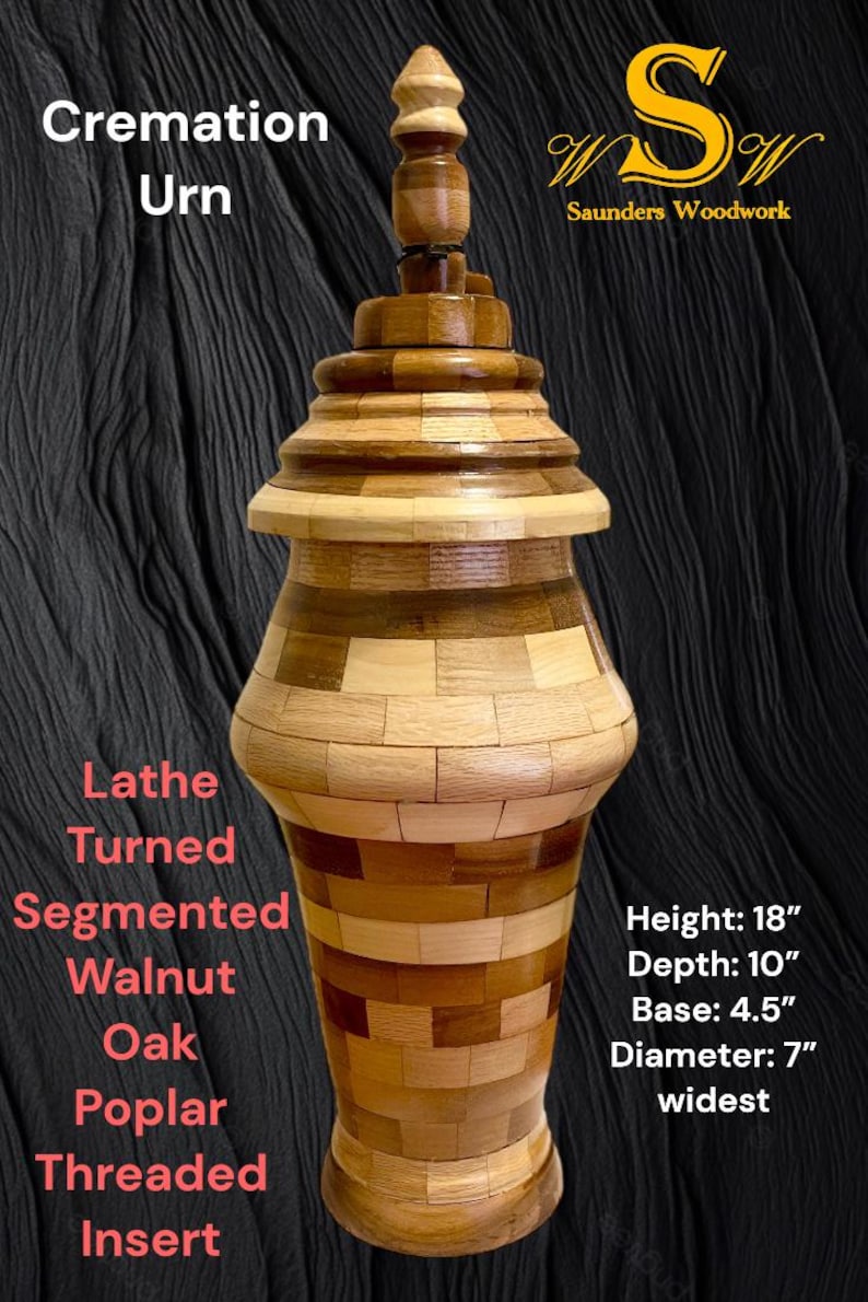 Urn for Cremation Segmented Hardwood Walnut Oak Poplar Lathe Turned - Etsy