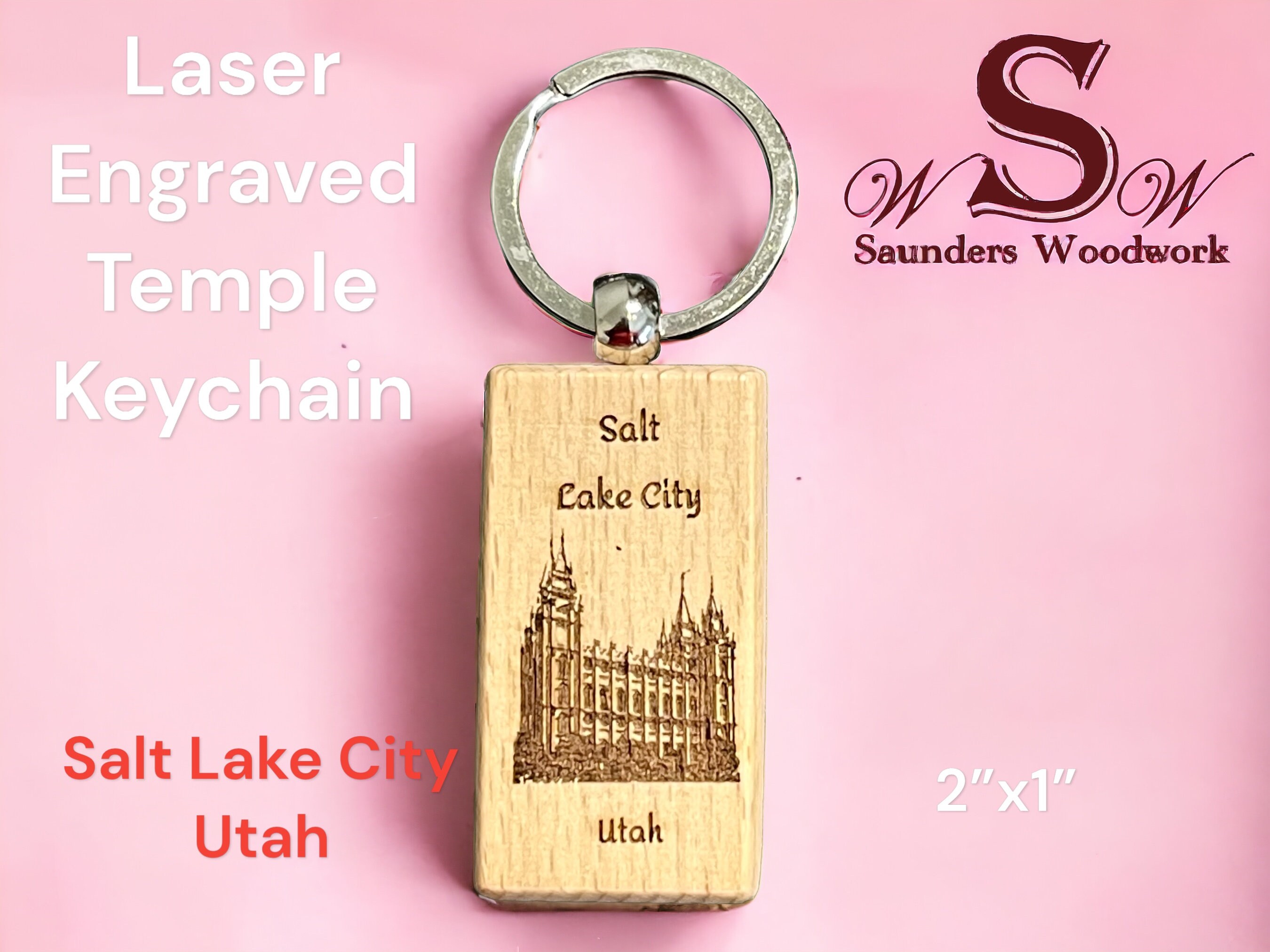 Salt Lake City LDS Temple Laser Engraved Wood Keychain - Etsy