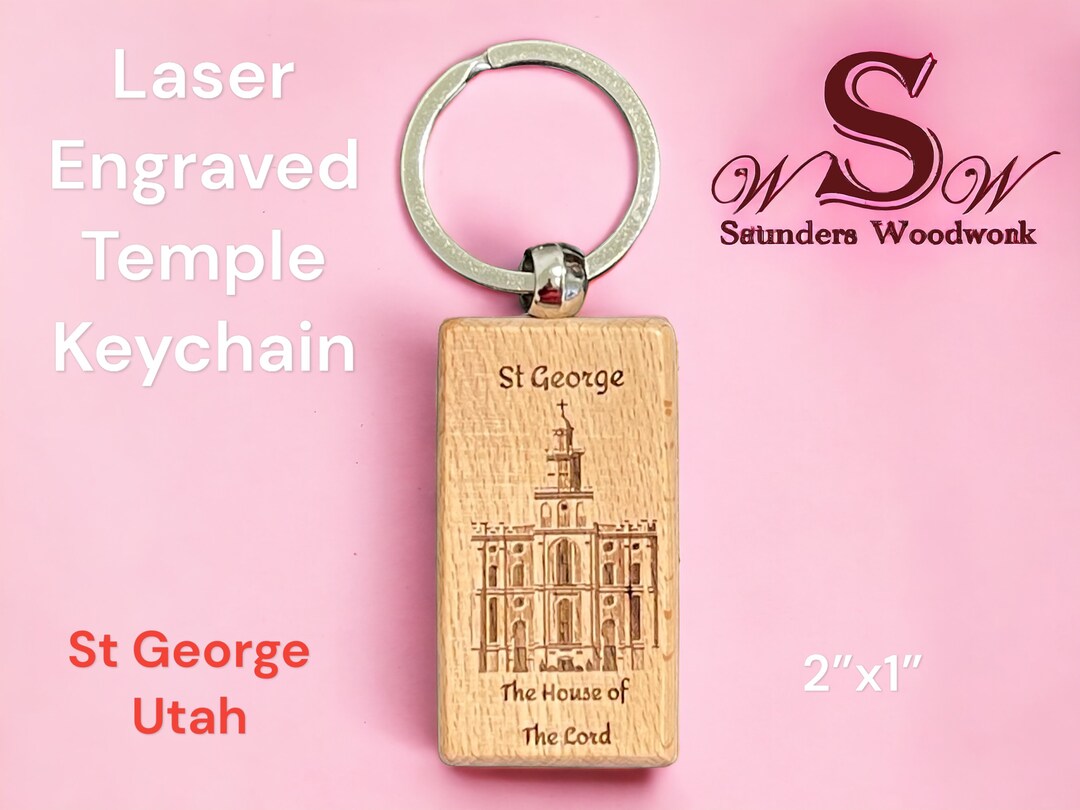 St George Utah LDS Temple Laser Engraved Wood Keychain - Etsy