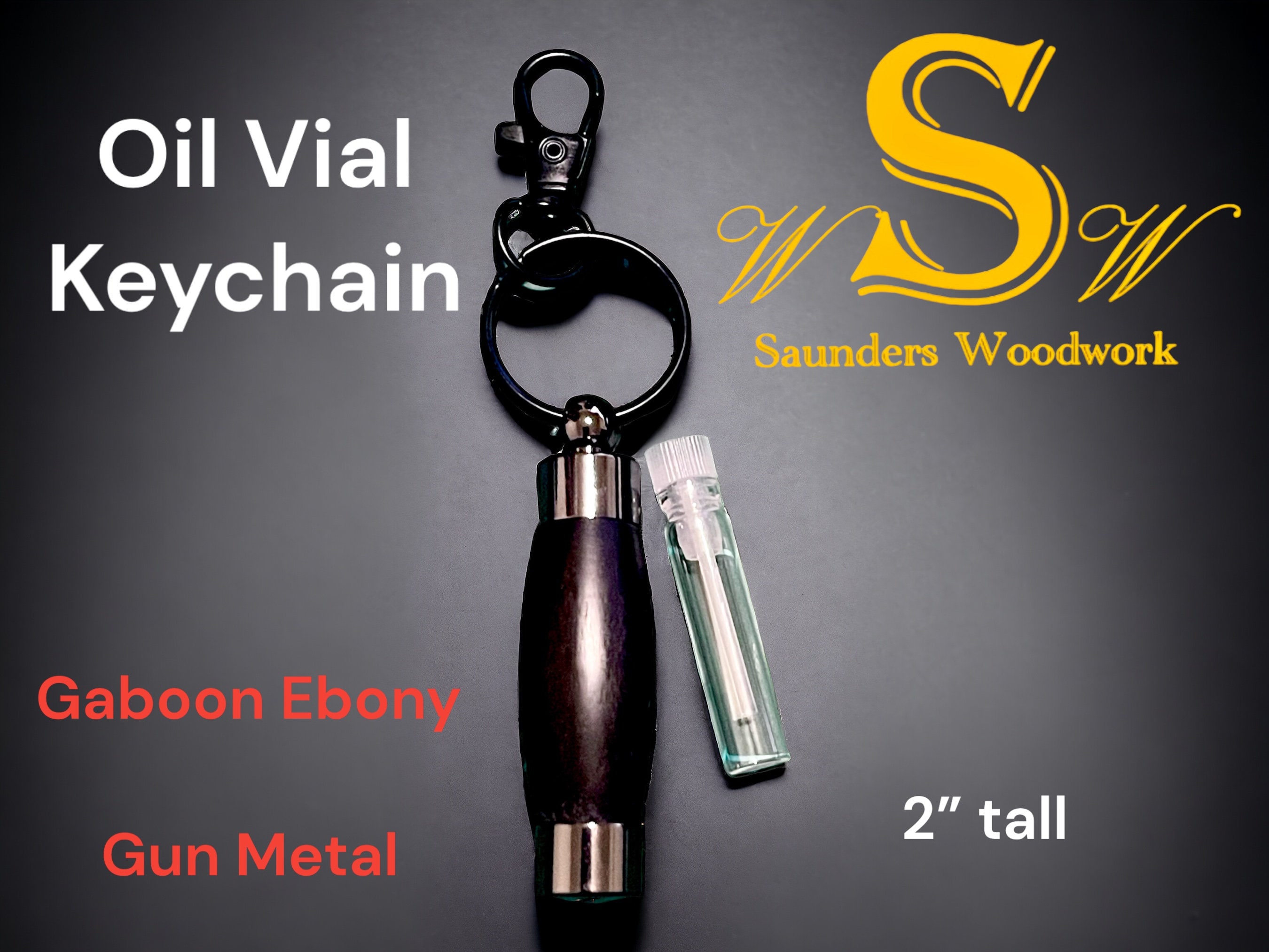 Ebony Oil Vial Keychain Lathe Handcrafted Blessings Anointing Oil Glass ...