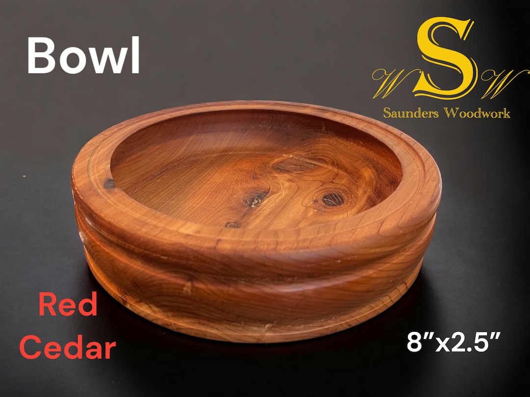 Bowl Red Cedar Hardwood Handcrafted Lathe Turned Food Safe Kitchen ...