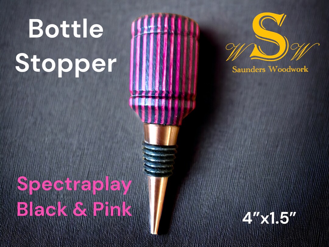 Pink and Black Spectraply Wine Bottle Stopper Handcrafted With a Lathe ...