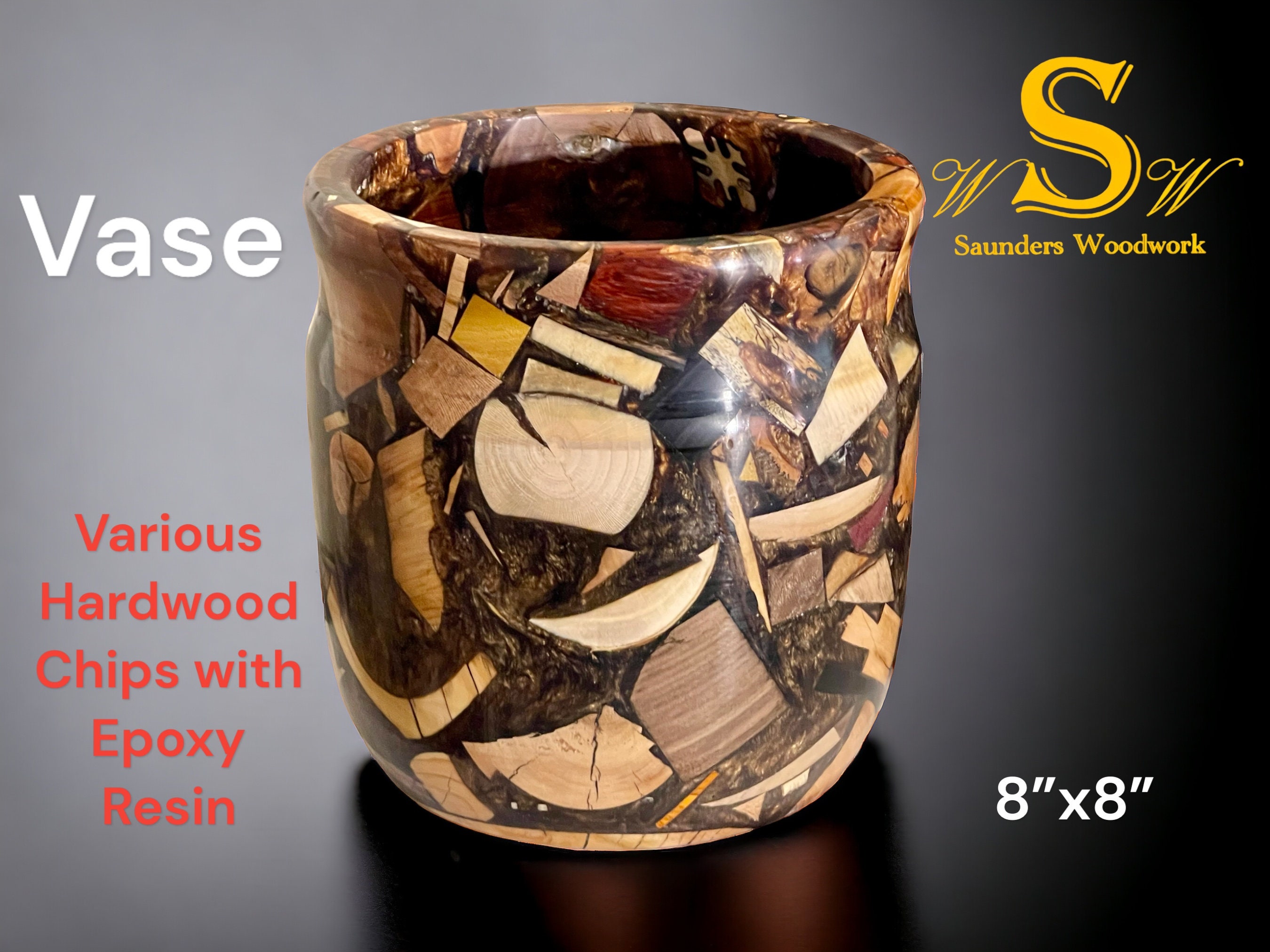 Vase Hardwood Chips Epoxy Resin Cast Handcrafted Lathe Turned - Etsy