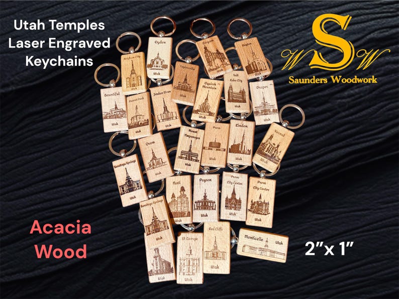 St George Utah LDS Temple Laser Engraved Wood Keychain - Etsy