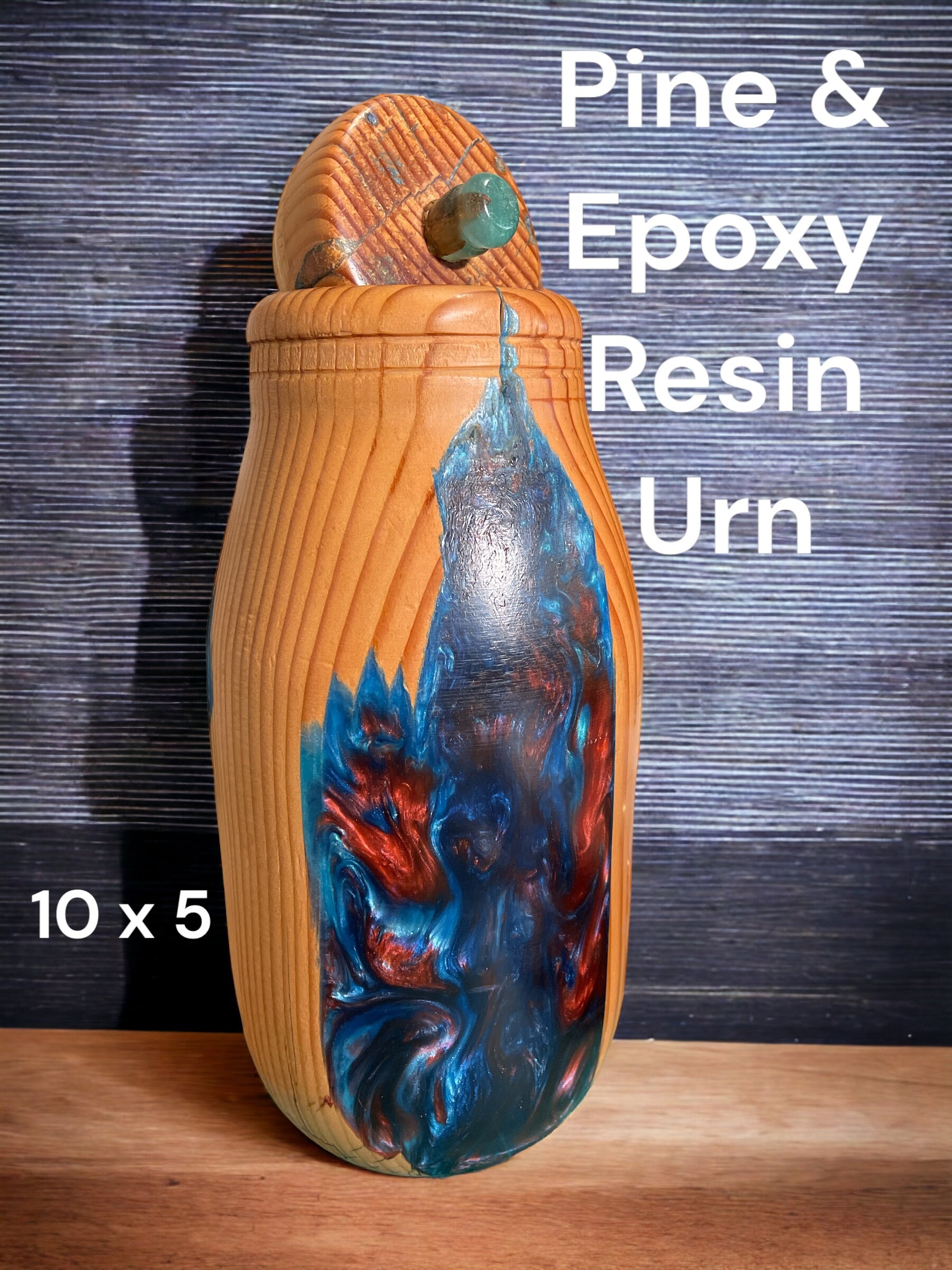 Urn for Human Ashes Pine and Epoxy Resin Vase Pets - Etsy
