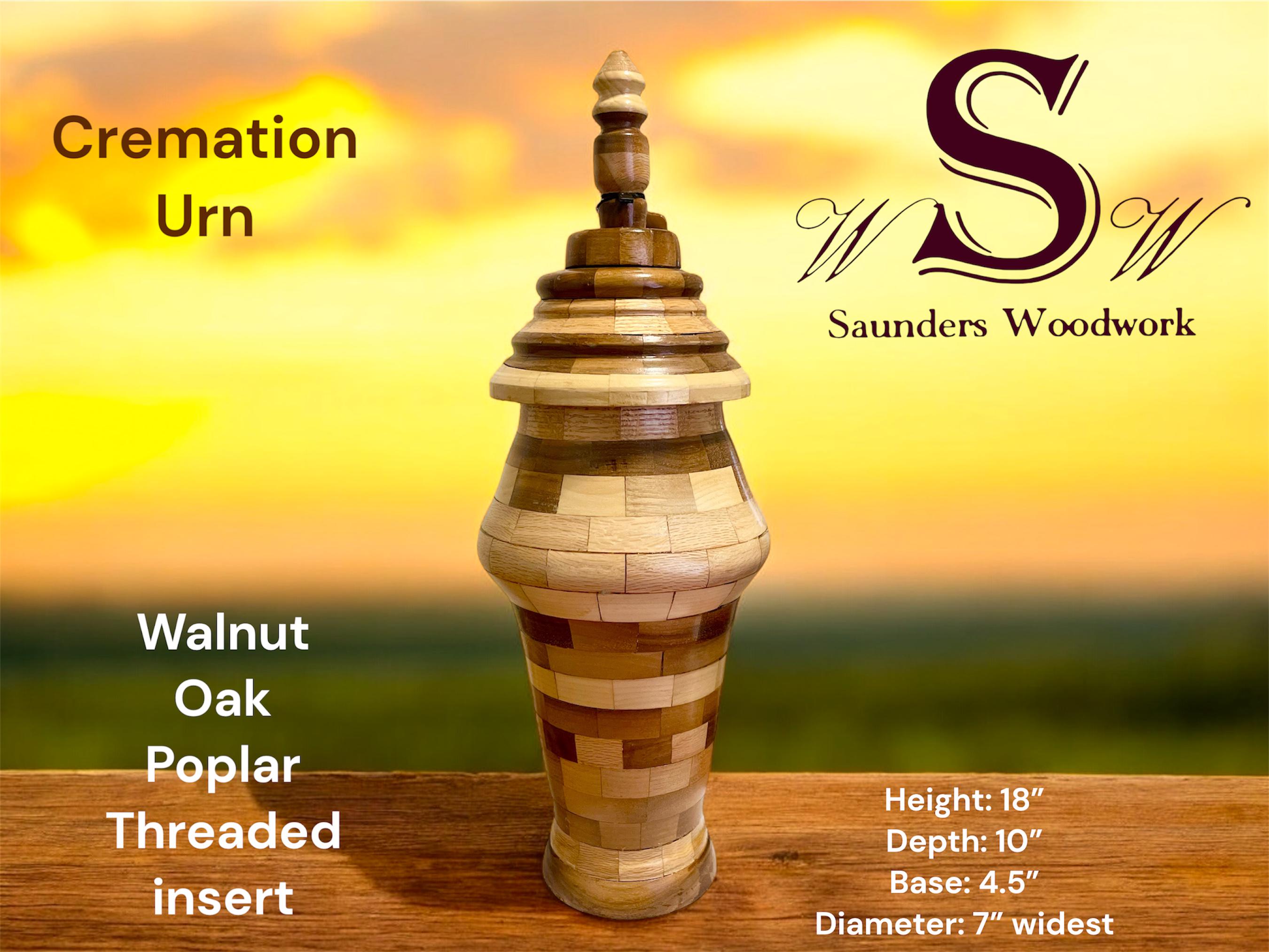 Urn for Cremation Segmented Hardwood Walnut Oak Poplar Lathe Turned - Etsy