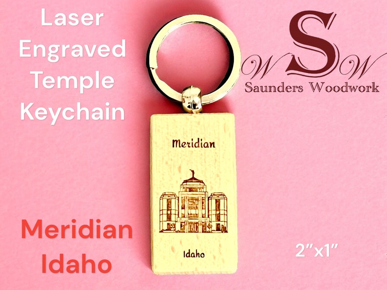 Meridian Idaho Temple Laser Engraved Wood Keychain of the Church of ...