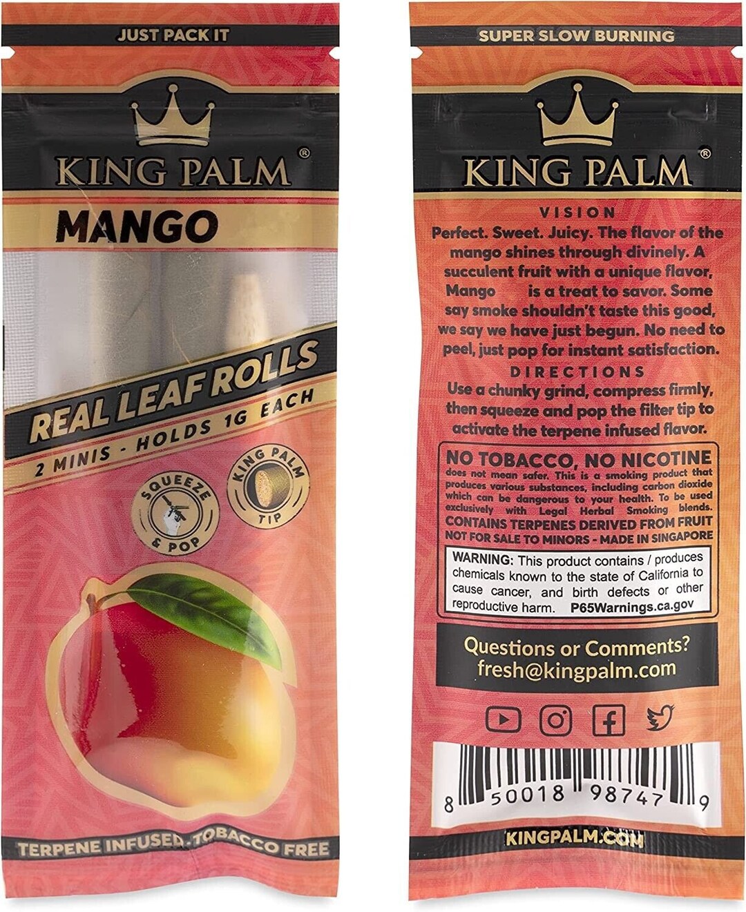King Palm | Mini Size | Mango | Organic Prerolled Palm Leafs | 2 Rolls ...
