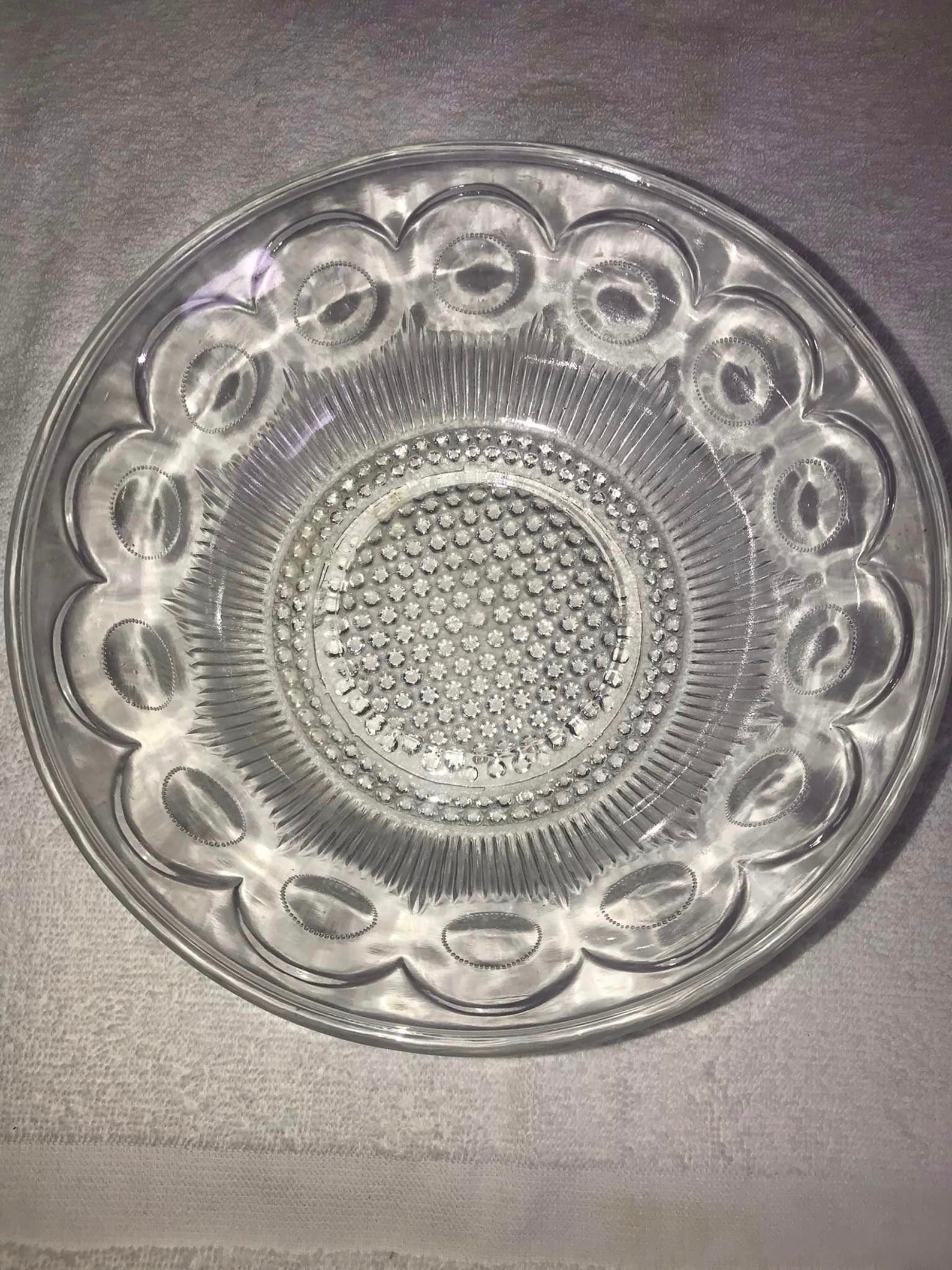 Clear Glass Bowl With Pebbled Bottom & Rays Coming up to Moons 8 1/2 - Etsy