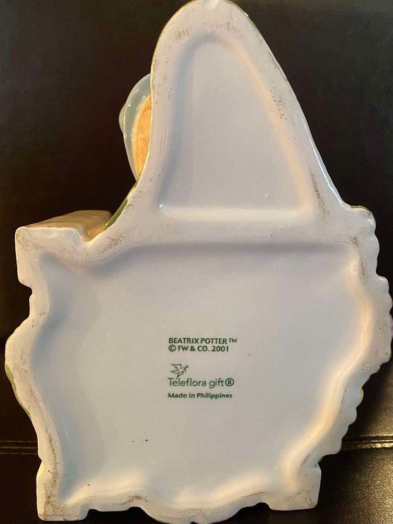 Vintage Beatrix Potter Peter Rabbit Ceramic Planter White Fence ...