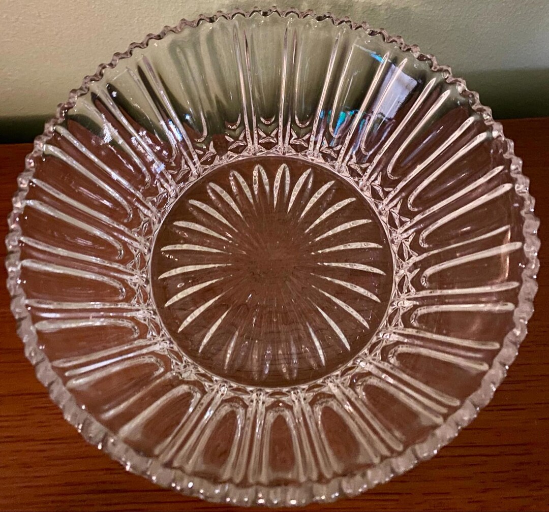 Vintage Crystal Serving Bowl With Elegant Cut Design - Etsy