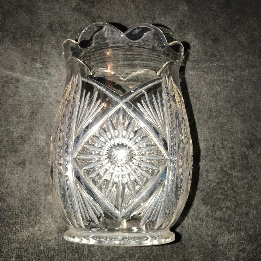 Rare Unable to Identify Cut Glass Crystal Vase Vintage Antique Flower ...