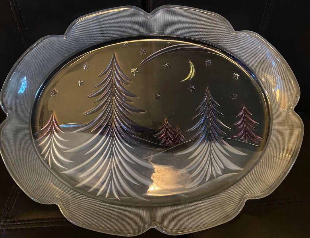 Vintage 1970s Multicolor Etched Platter by Studio Nova Mikasa Oval ...