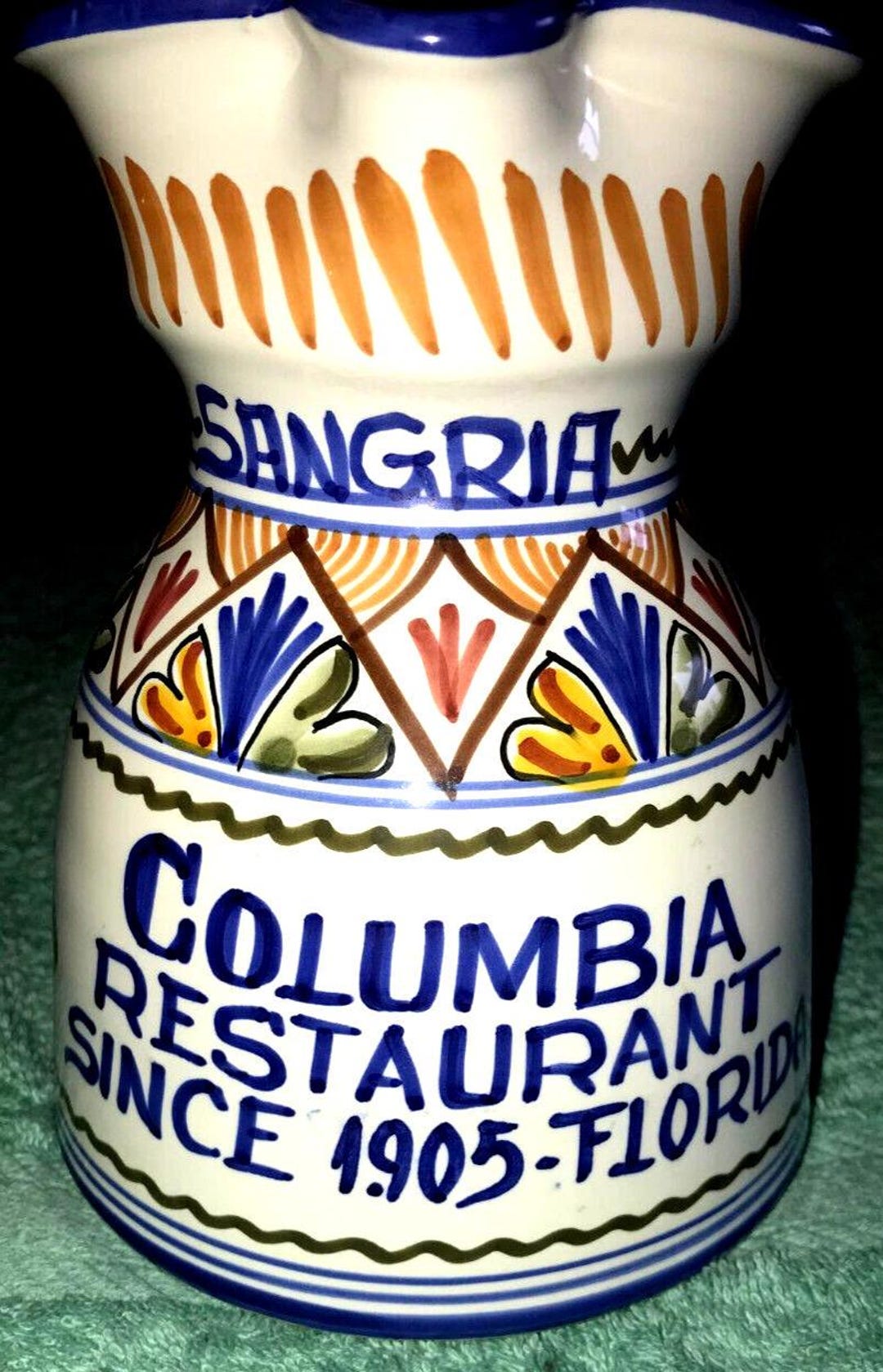 Vintage Hand Painted Ceramic Ibor City Sangria Pitcher 7” Tall - Etsy