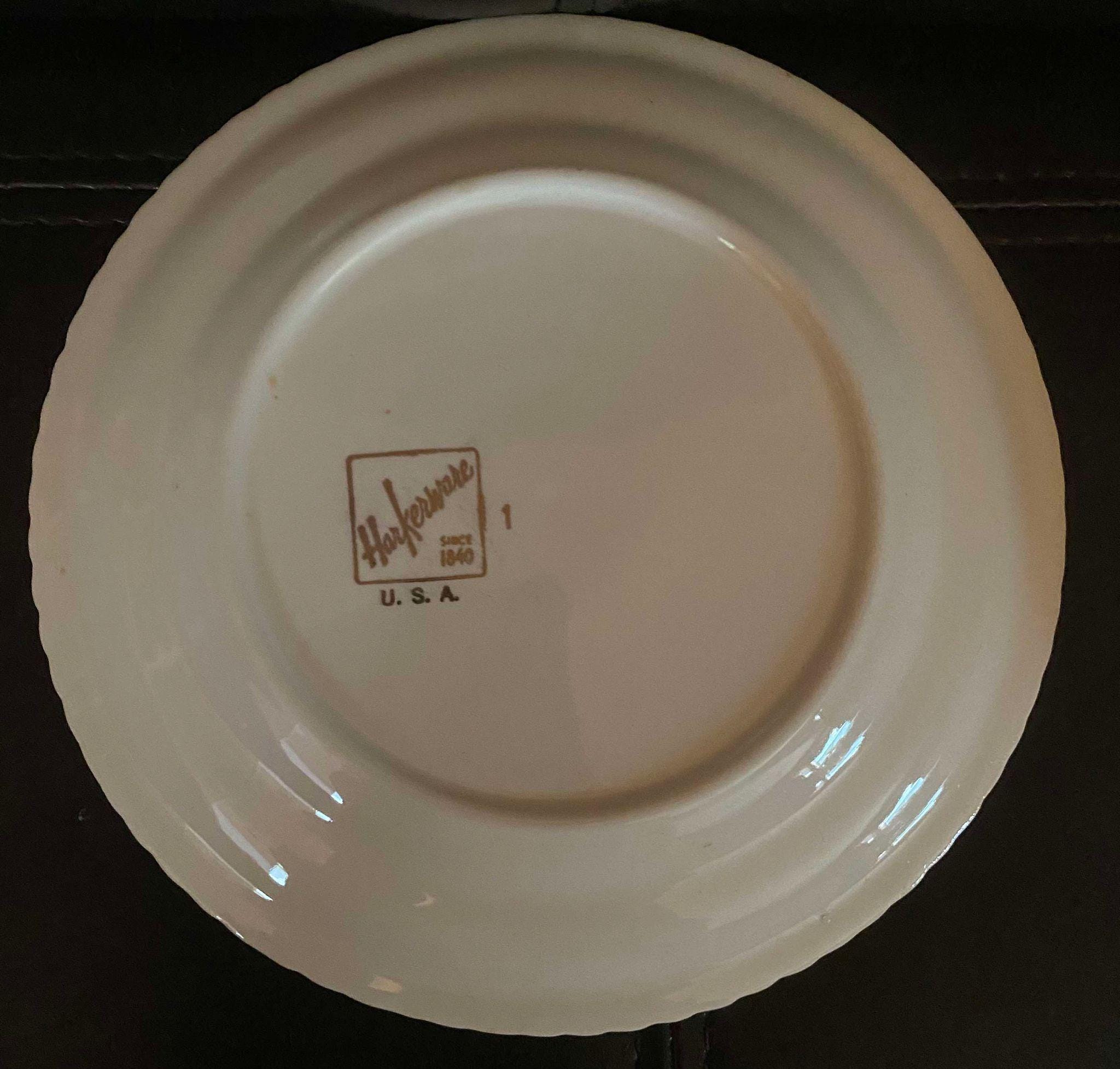 Set of 6 Harker Pottery Company Vintage 22 Kt Gold Trim Snack Plates 6 ...