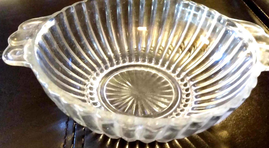 Small Round Glass Serving Bowl With Handles! 6" Handle to Handle. 5 ...