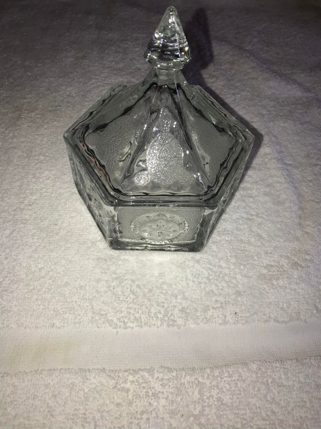 Vintage Clear Depression Candy Dish Glass With Lid Eagle Star - Etsy