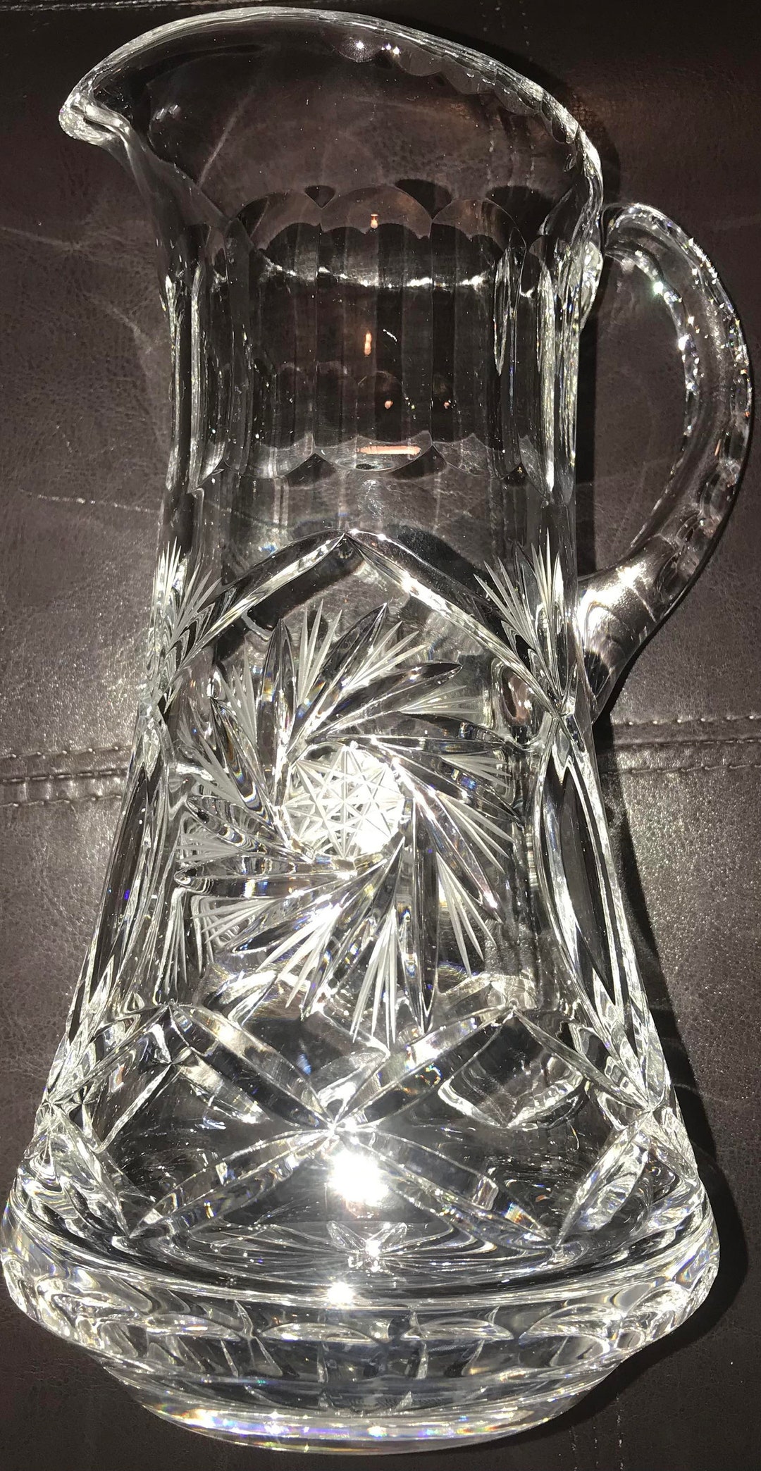 Antique American Brilliant Crystal Water Pitcher With Pinwheel and Star ...