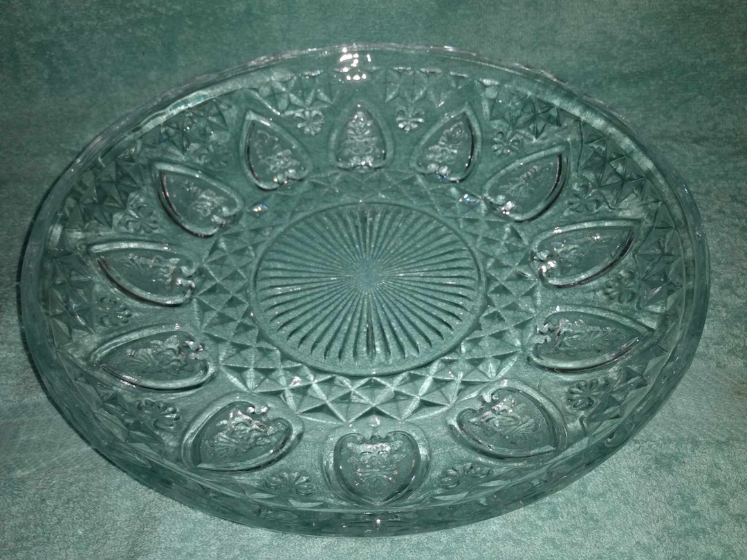 Vintage Crystal Pressed Glass Platter/serving Dish Made in Malaysia 12 ...